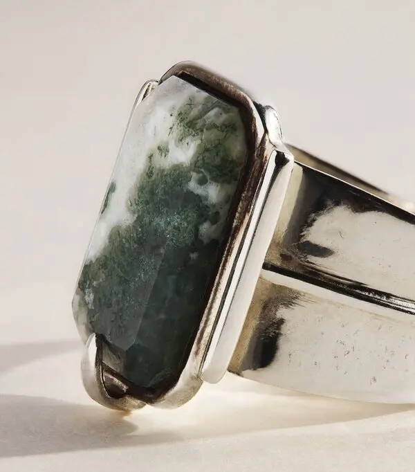 FYR Sterling And Moss Agate Aida Ring