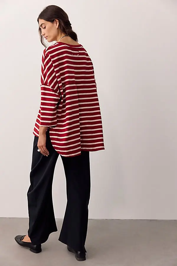 We The Free Two Sense Striped Long Sleeve Top - Berry Combo