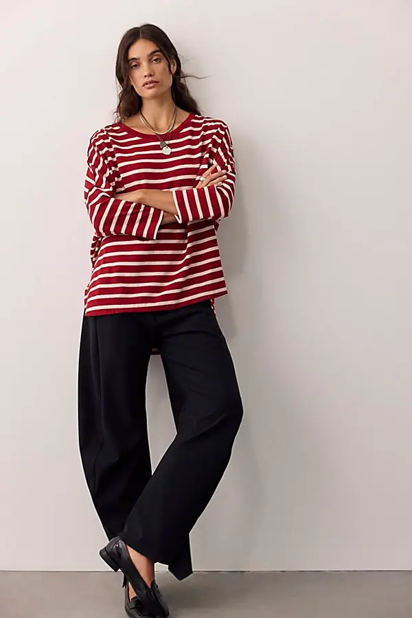 We The Free Two Sense Striped Long Sleeve Top - Berry Combo