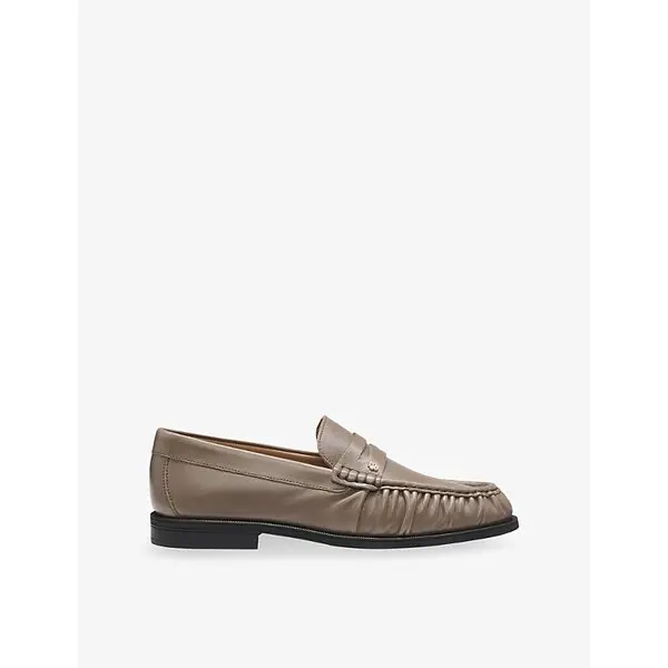BOSS Logo-embellished Leather Loafers - Brown Overflow