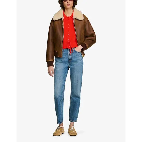 Sandro Pointelle-knit Wool-blend Cardigan - Red