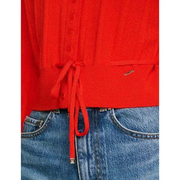 Sandro Pointelle-knit Wool-blend Cardigan - Red