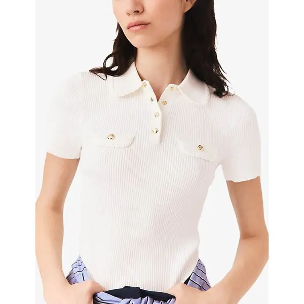 Maje Flap-pocket Slim-fit Knitted Polo Shirt