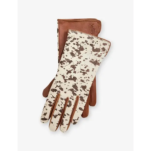 Polo Ralph Lauren Cow-print Calf-hair Leather Gloves - Cognac
