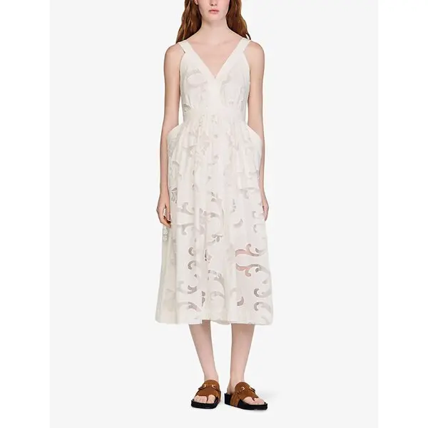 Sandro Floral V-neck Midi Dress