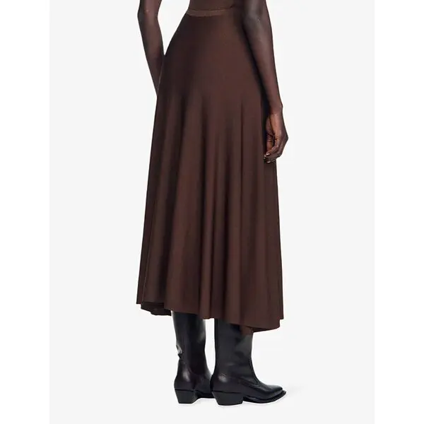 Sandro Flared Sheer-effect Woven Maxi Skirt
