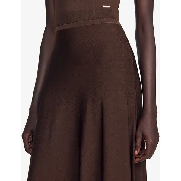 Sandro Flared Sheer-effect Woven Maxi Skirt