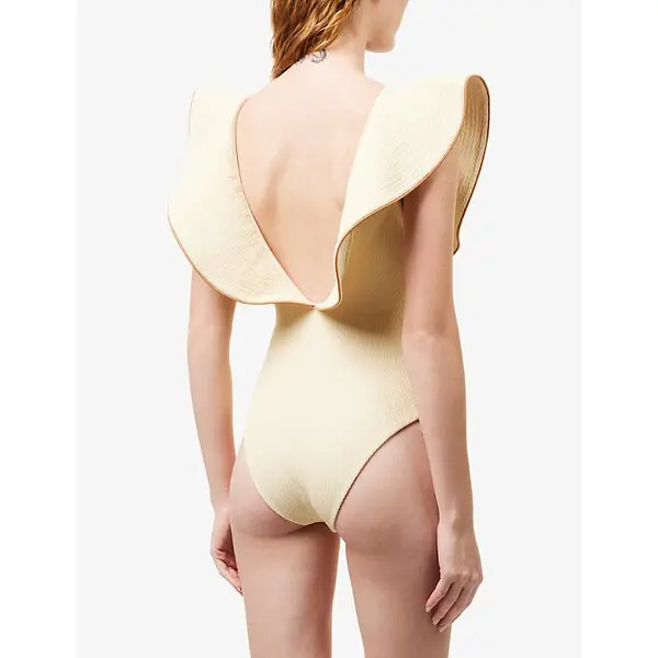 Johanna Ortiz Ruffle-trim Crinkle One-piece Swimsuit