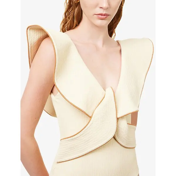 Johanna Ortiz Ruffle-trim Crinkle One-piece Swimsuit