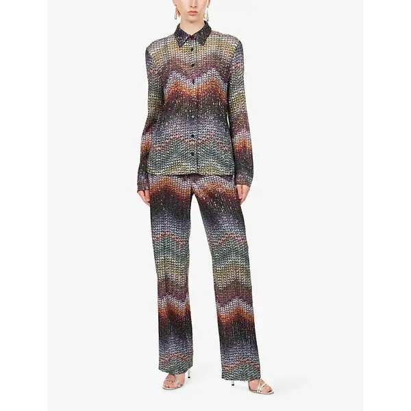 Missoni Long-sleeve Metallic-knit Shirt