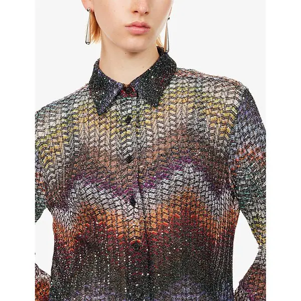 Missoni Long-sleeve Metallic-knit Shirt