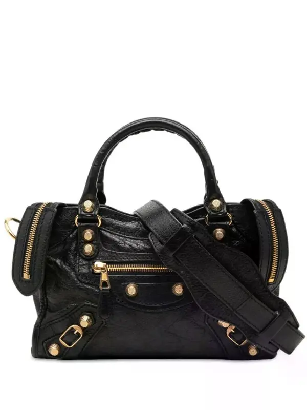 Balenciaga Mini Lambskin Leather Satchel With Studs
