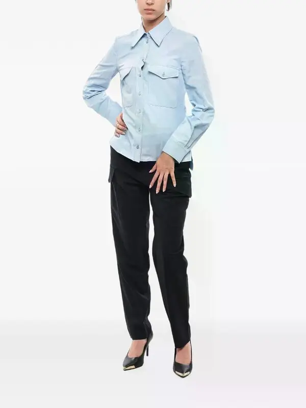 Stella McCartney Zana Linen-blend Shirt With Side Slits - Blue
