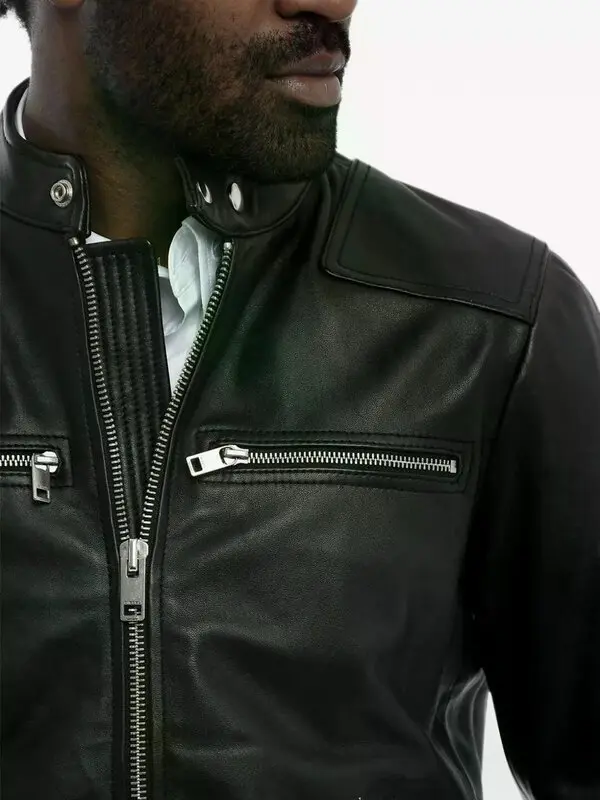 DIESEL® Embossed Logo Leather Jacket