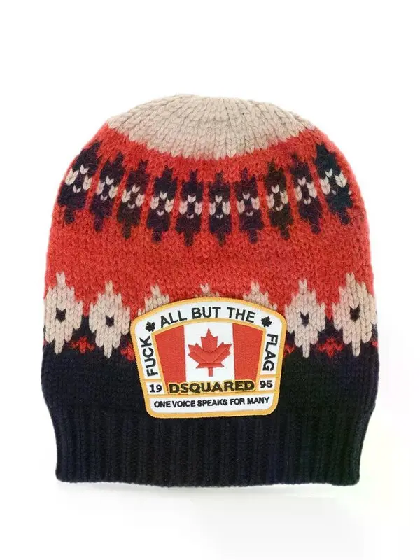 Dsquared2 Fair Isle Logo Patch Beanie