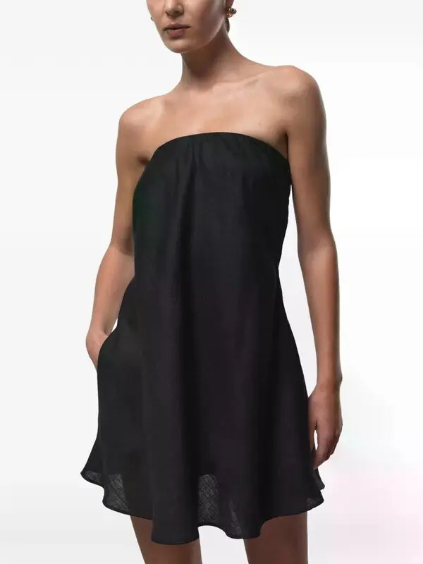 CAYET Demi Flared Mini Dress In Linen