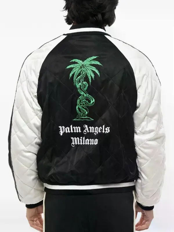 Palm Angels Quilted Bomber Jacket With Embroidery