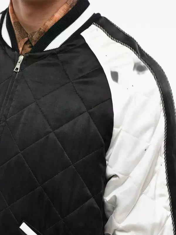 Palm Angels Quilted Bomber Jacket With Embroidery