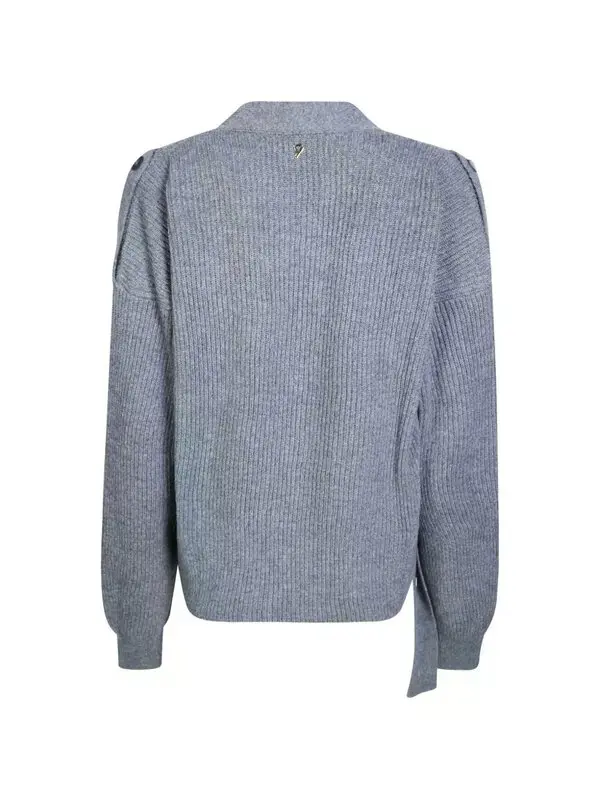 DONDUP Ribbed Knit V-neck Cardigan - Grey