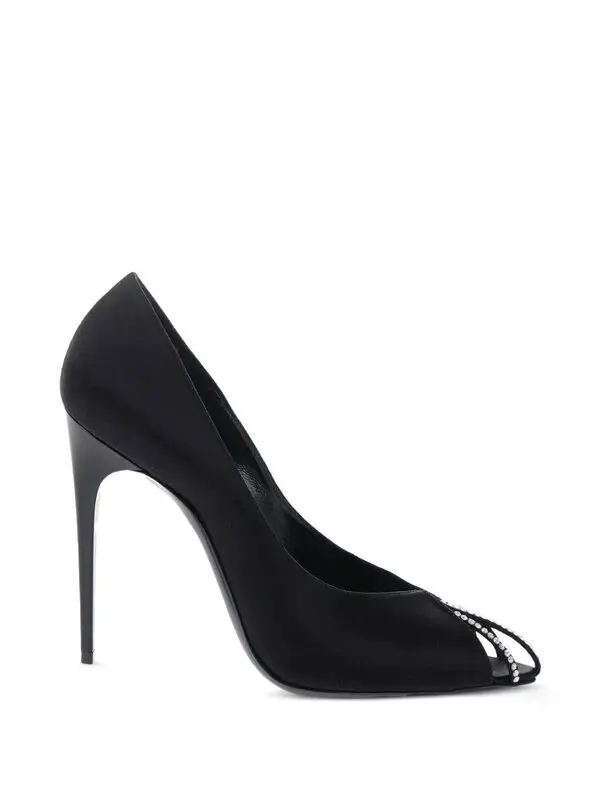 Saint Laurent Rhinestone Embellished Open-toe Pumps - Black