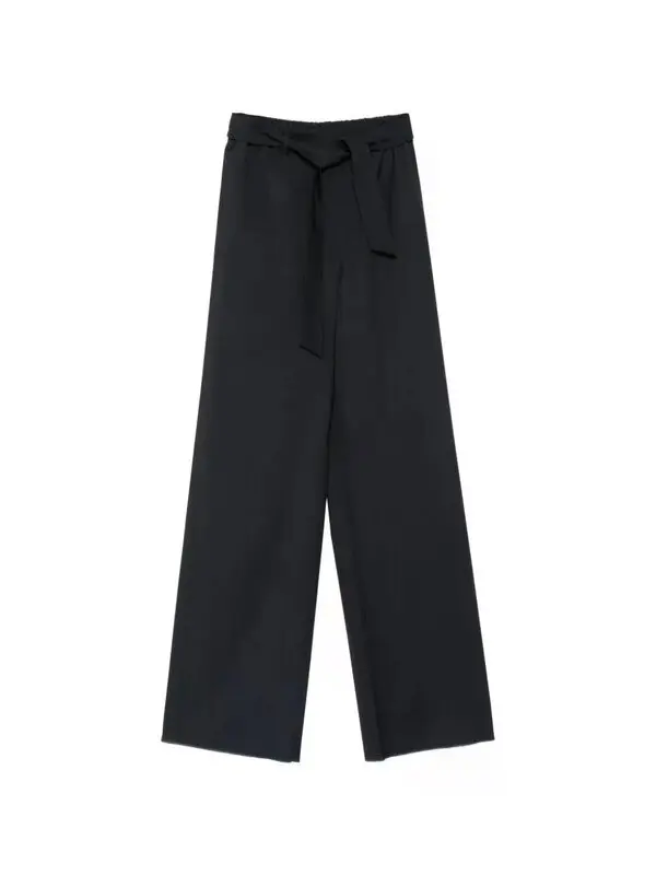 Max Mara Belted Wide Leg Wool Trousers - Blue