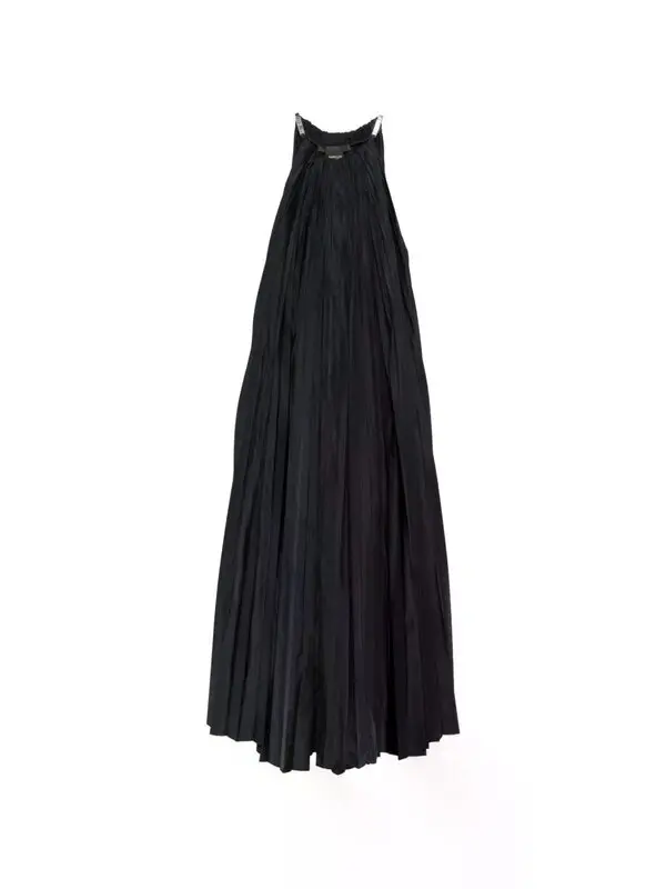 Max Mara Pleated Crystal-embellished Maxi Dress - Black