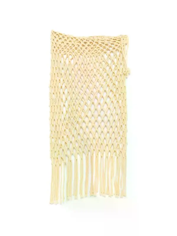 THE FRANKIE SHOP Tropea Macramé-knit Fringed Midi Skirt
