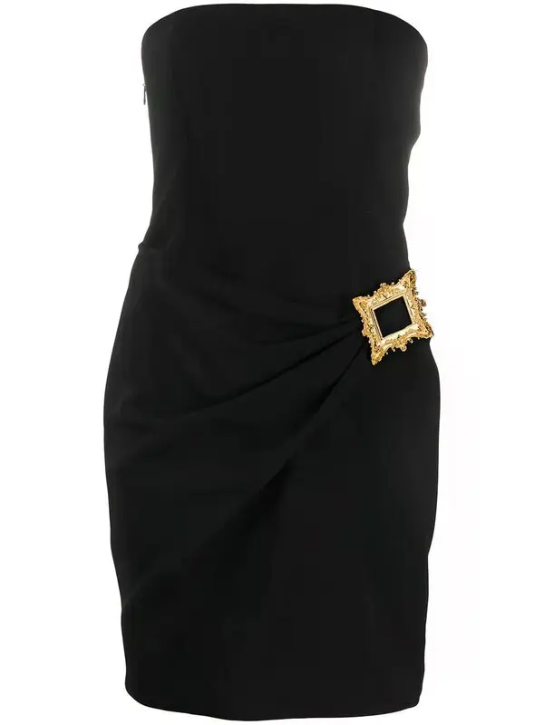 Moschino Strapless Frame Detail Mini Dress - Black