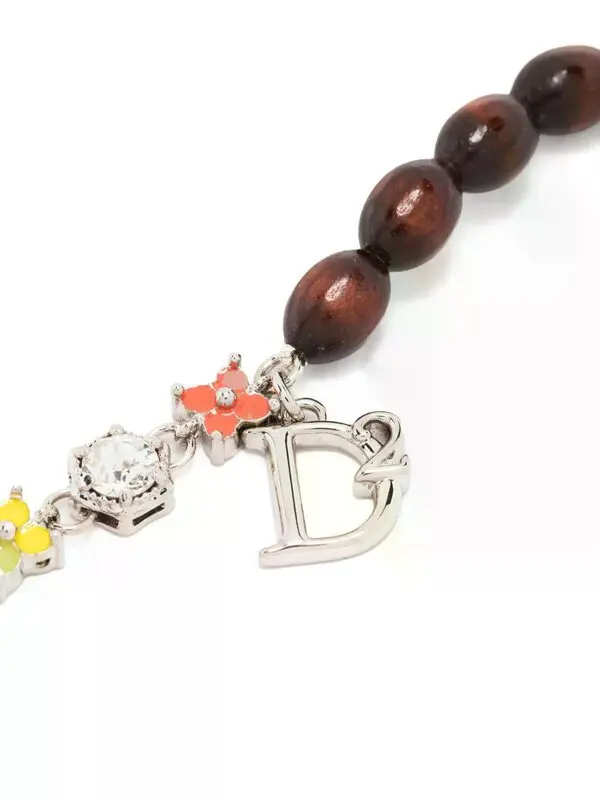 Dsquared2 Crystal Embellished Logo Charm Bracelet