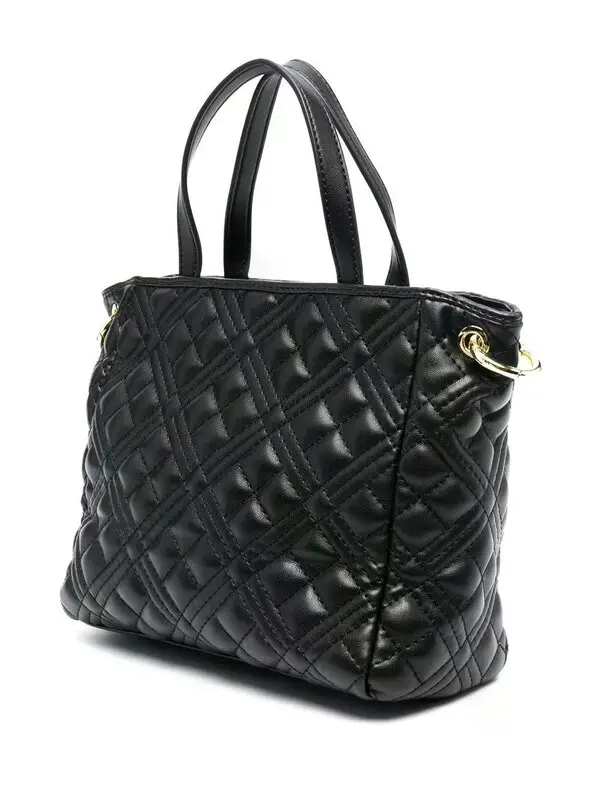 Moschino Quilted Logo Plaque Tote Bag
