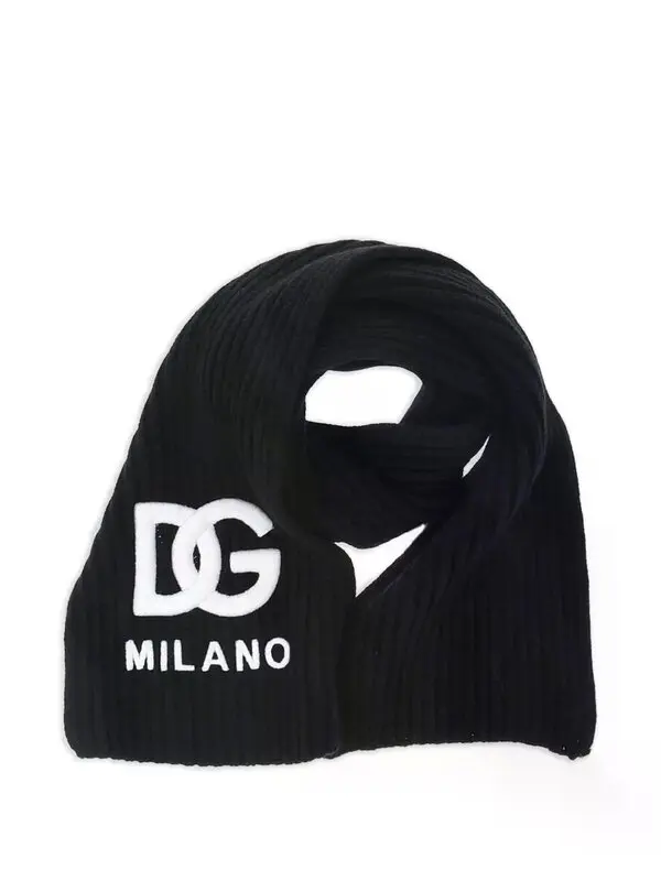 Dolce & Gabbana Logo-embroidered Ribbed-knit Scarf - Black