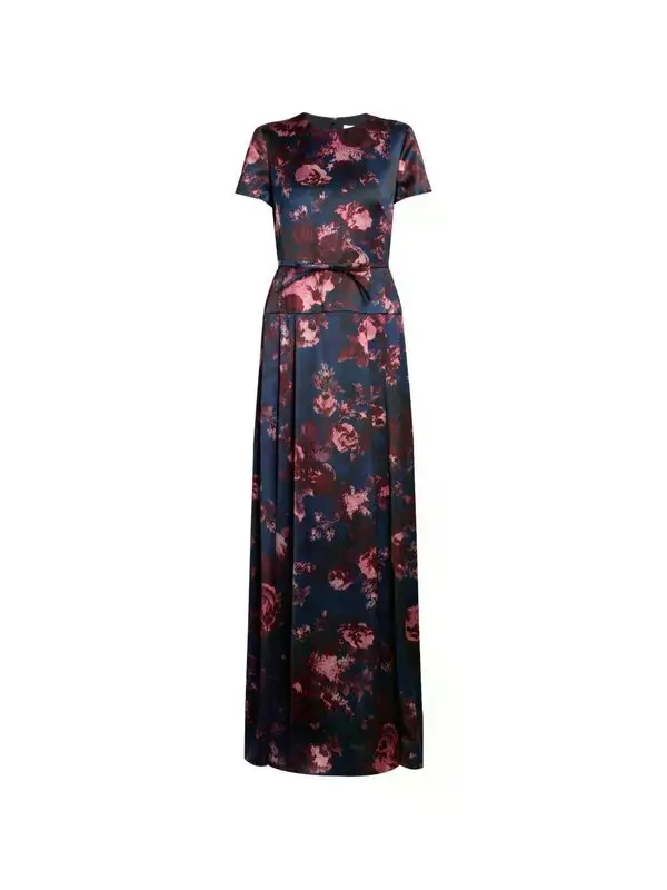 Erdem Floral Print Belted Gown - Blue