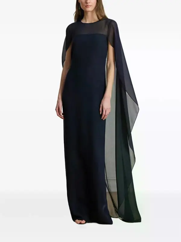 Ralph Lauren Georgette Cape Overlay Maxi Dress