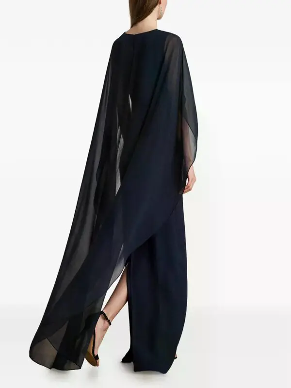 Ralph Lauren Georgette Cape Overlay Maxi Dress