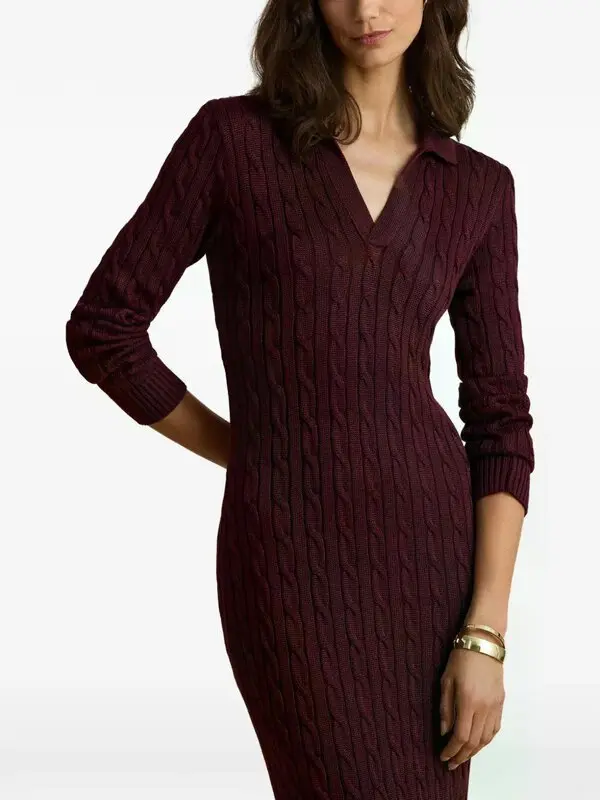 Ralph Lauren Cable-knit Collared Midi Dress