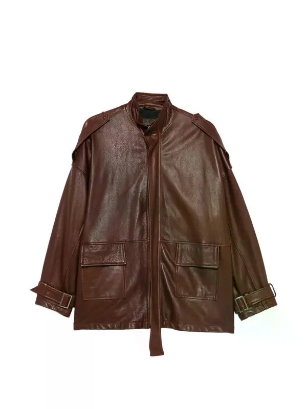GIORGIO BRATO Leather Zip-up Jacket - Brown