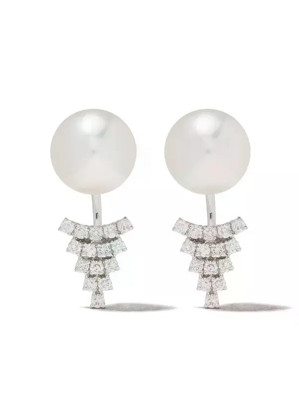 Yoko London 18kt White Gold Pearl And Diamond Earrings - Silver