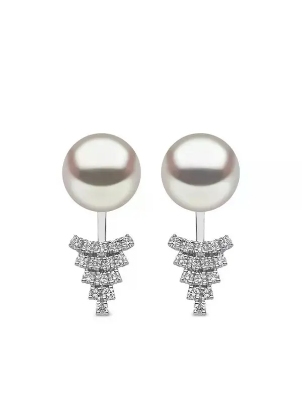 Yoko London 18kt White Gold Freshwater Pearl And Diamond Earrings - Silver