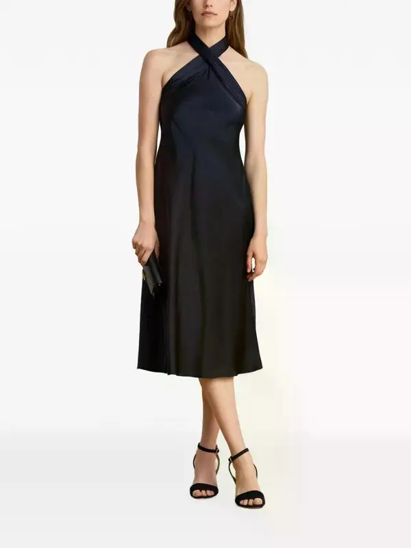 Ralph Lauren Halterneck Tie-back Midi Dress