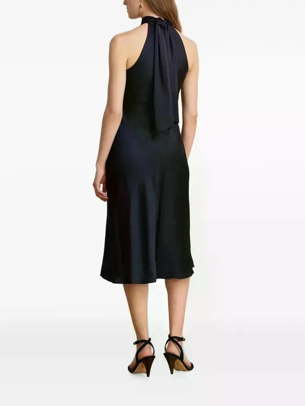Ralph Lauren Halterneck Tie-back Midi Dress