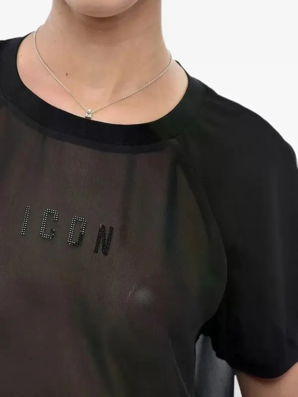 Dsquared2 Icon Rhinestone Embellished Sheer T-shirt