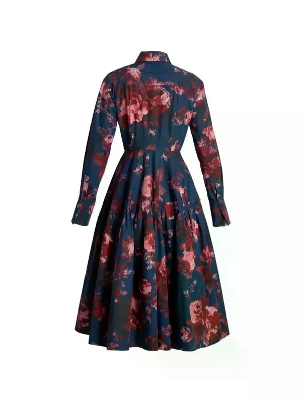 Erdem Floral Print Long Sleeve Shirt Dress