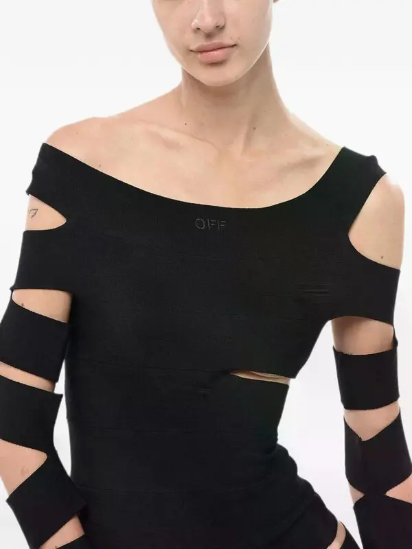 Off-White Cut-out Knit Midi Dress