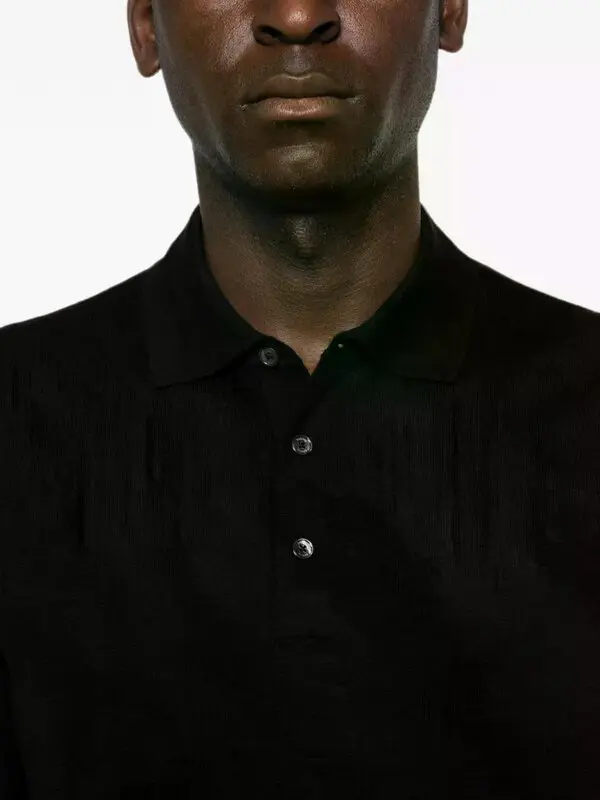 FERRANTE Long-sleeve Buttoned Polo Shirt