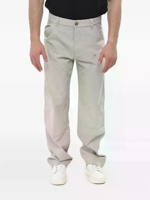 FERRAGAMO Cotton-blend Logo Button Pants - Neutrals