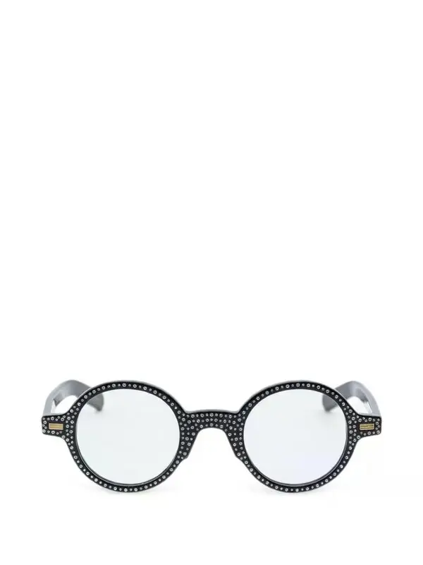 Valentino Garavani Embellished Round Frame Eyeglasses - Black