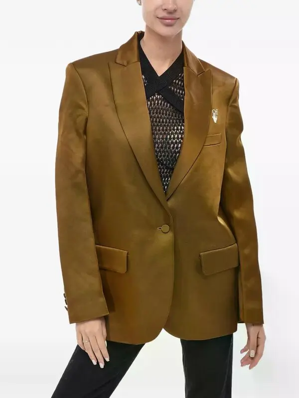 Off-White Satin Flap-pocket Blazer