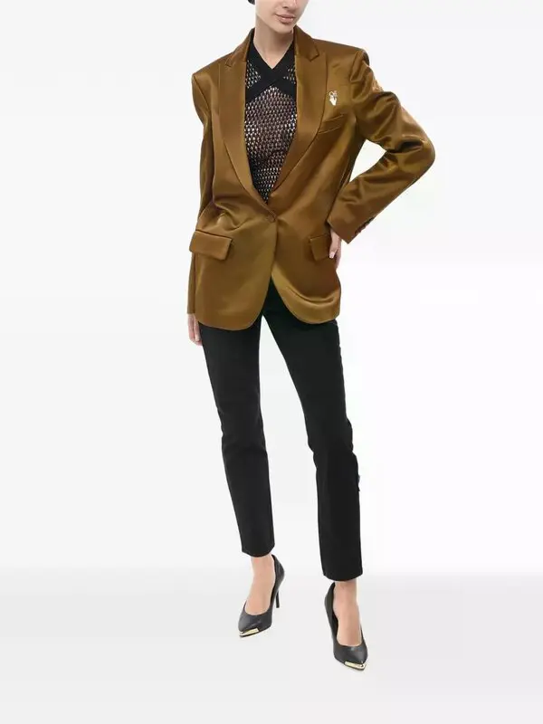 Off-White Satin Flap-pocket Blazer