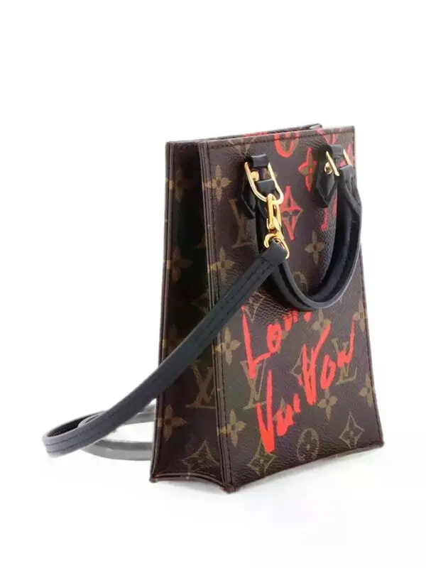LOUIS VUITTON Petit Sac Plat Bag Limited Edition Fall In Love Monogram Canvas Tote - Brown