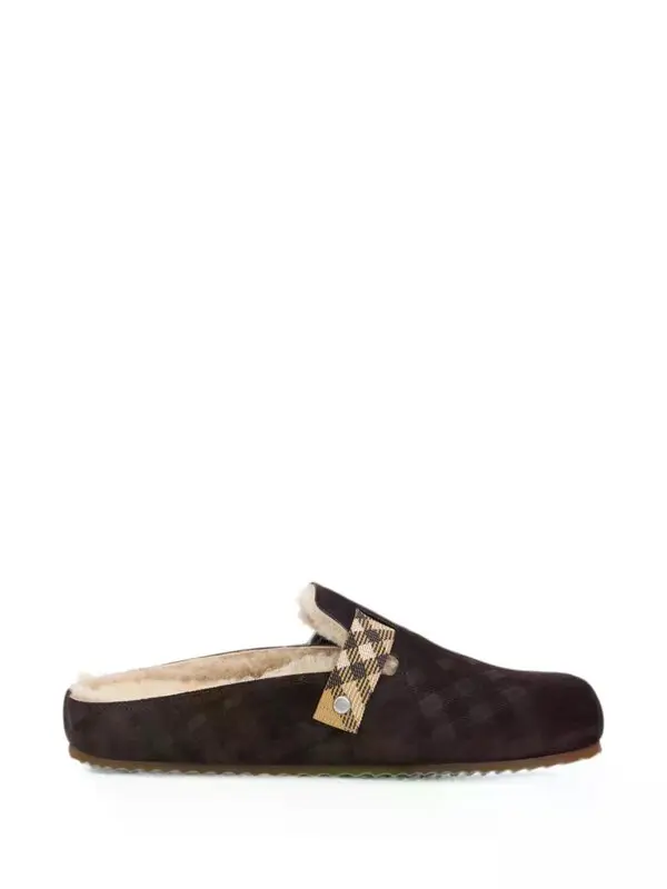 Burberry Check-strap Shearling-lined Slippers